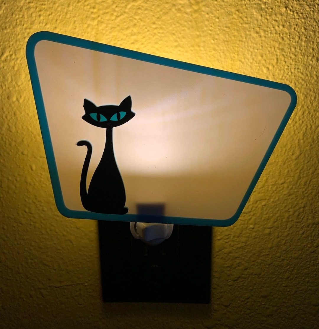 Mid-century Modern Inspired Black Cat Night Light - Etsy