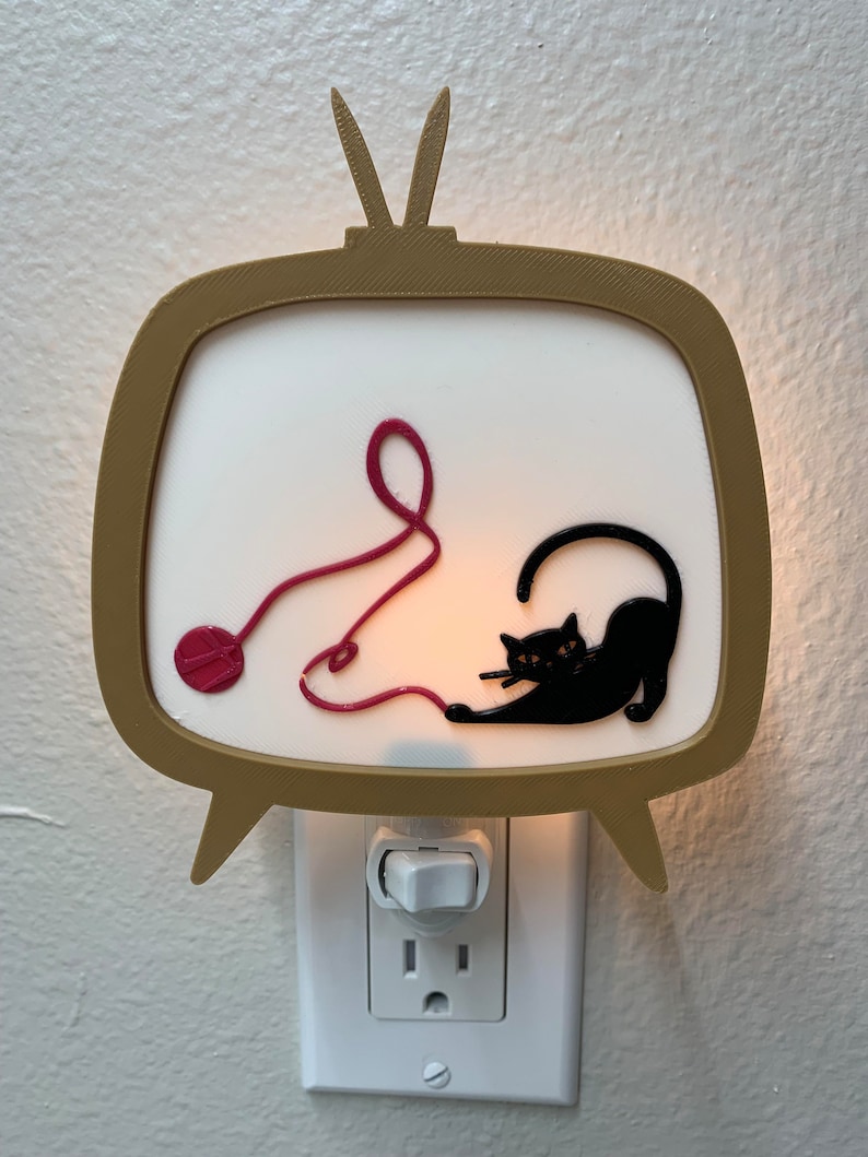 Mid-century Modern MCM Television Black Cat Night Light - Etsy