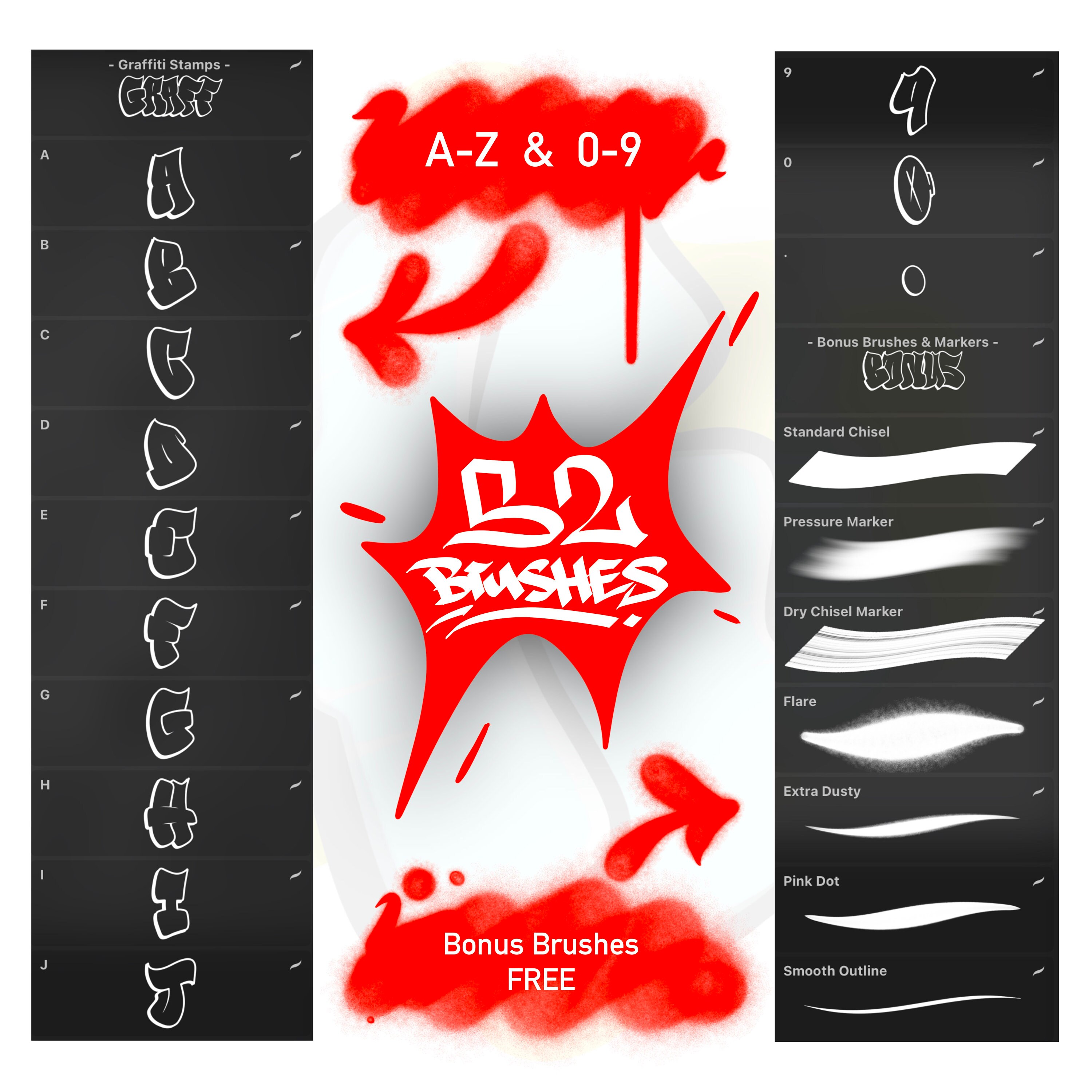 Graffiti Letter Bundle for Procreate Realistic Spray Brushes INSTANT ...