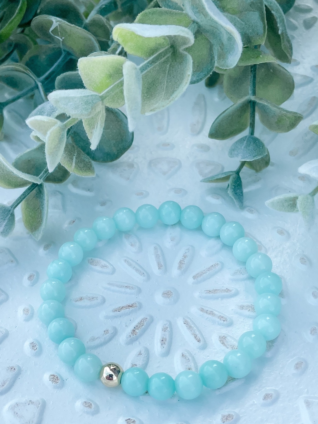 Aqua Blue Jade Bracelet Women, 6mm Crystal Bracelet Blue, Jade Gemstone ...