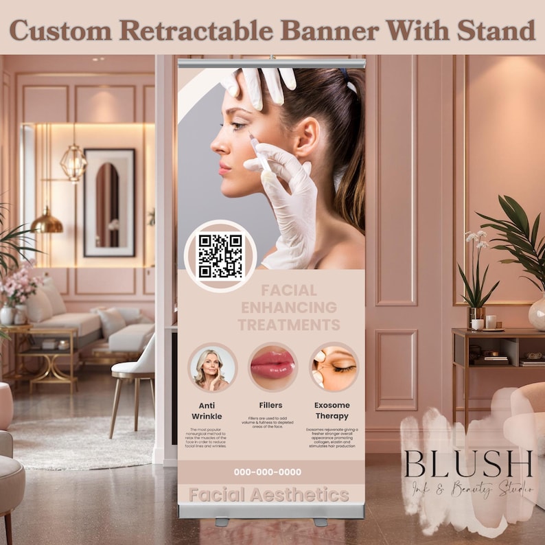 Custom Beauty Spa Retractable Banner With Stand: 31.5" X 79" - Etsy