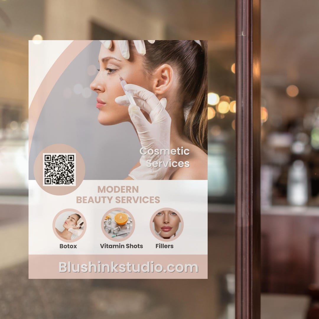 Custom Static Window Cling | Removable Storefront Window Decal | Beauty ...