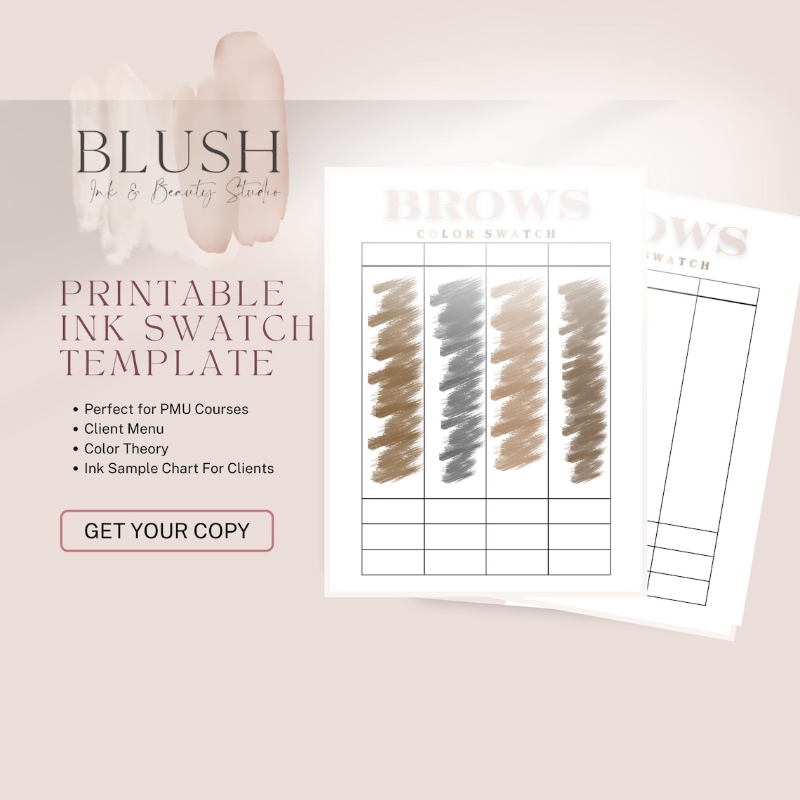 PMU Color Swatch Printable PDF | Editable Canva Tattoo & Permanent ...