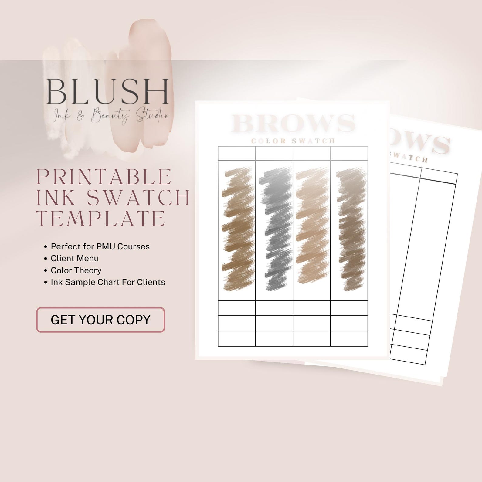 PMU Color Swatch Printable PDF | Editable Canva Tattoo & Permanent ...
