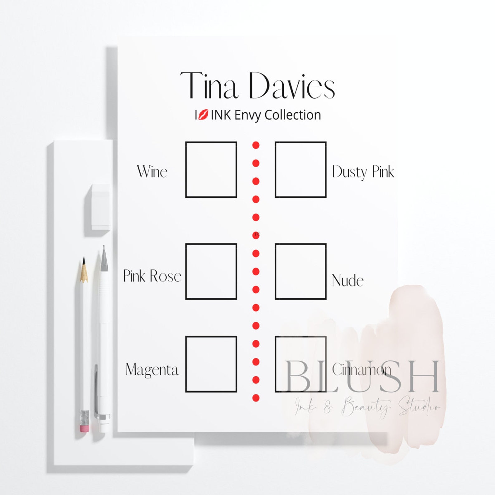 Tina Davies Color Swatch PMU Template – Printable Ink Color Guide for ...
