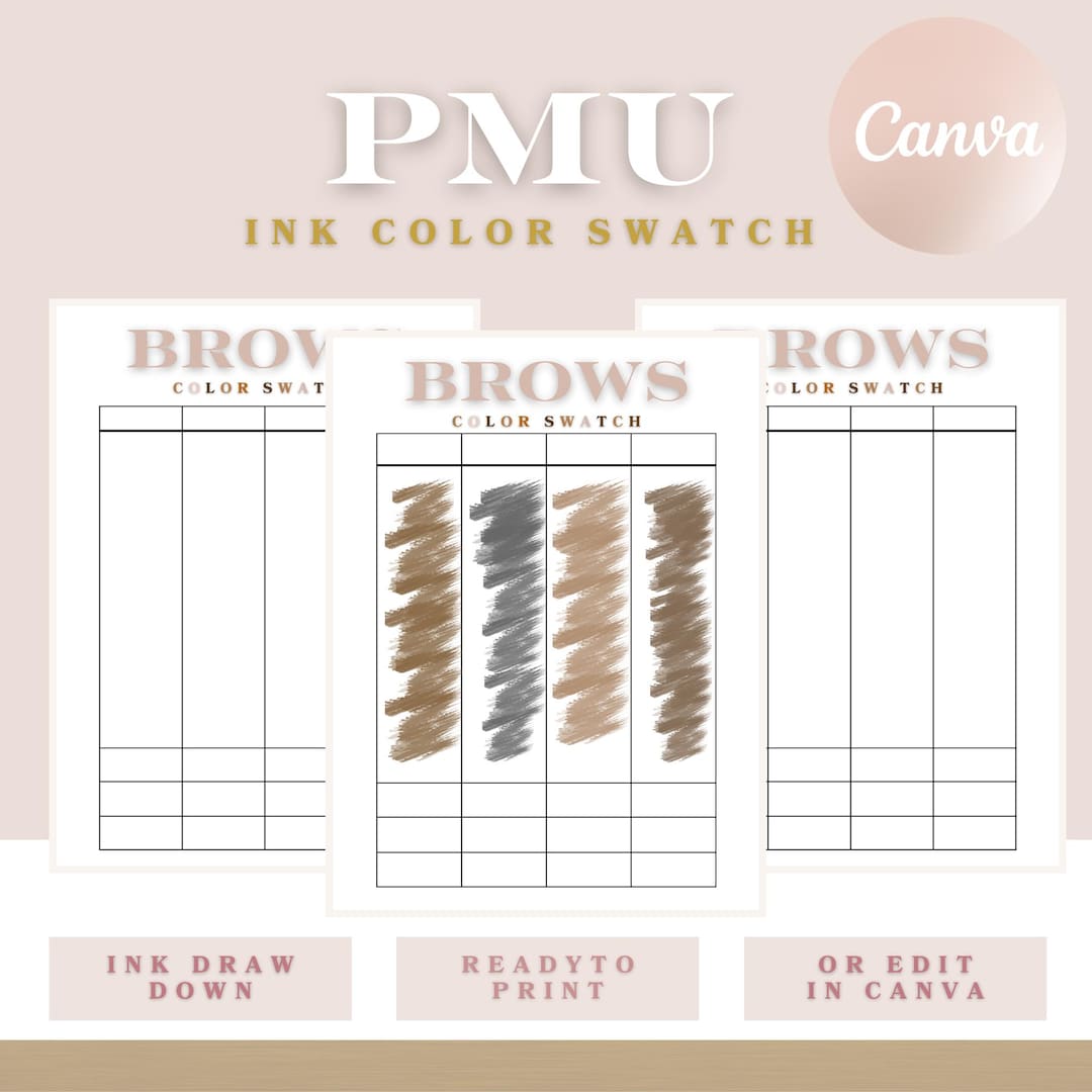 PMU Color Swatch Printable PDF | Editable Canva Tattoo & Permanent ...
