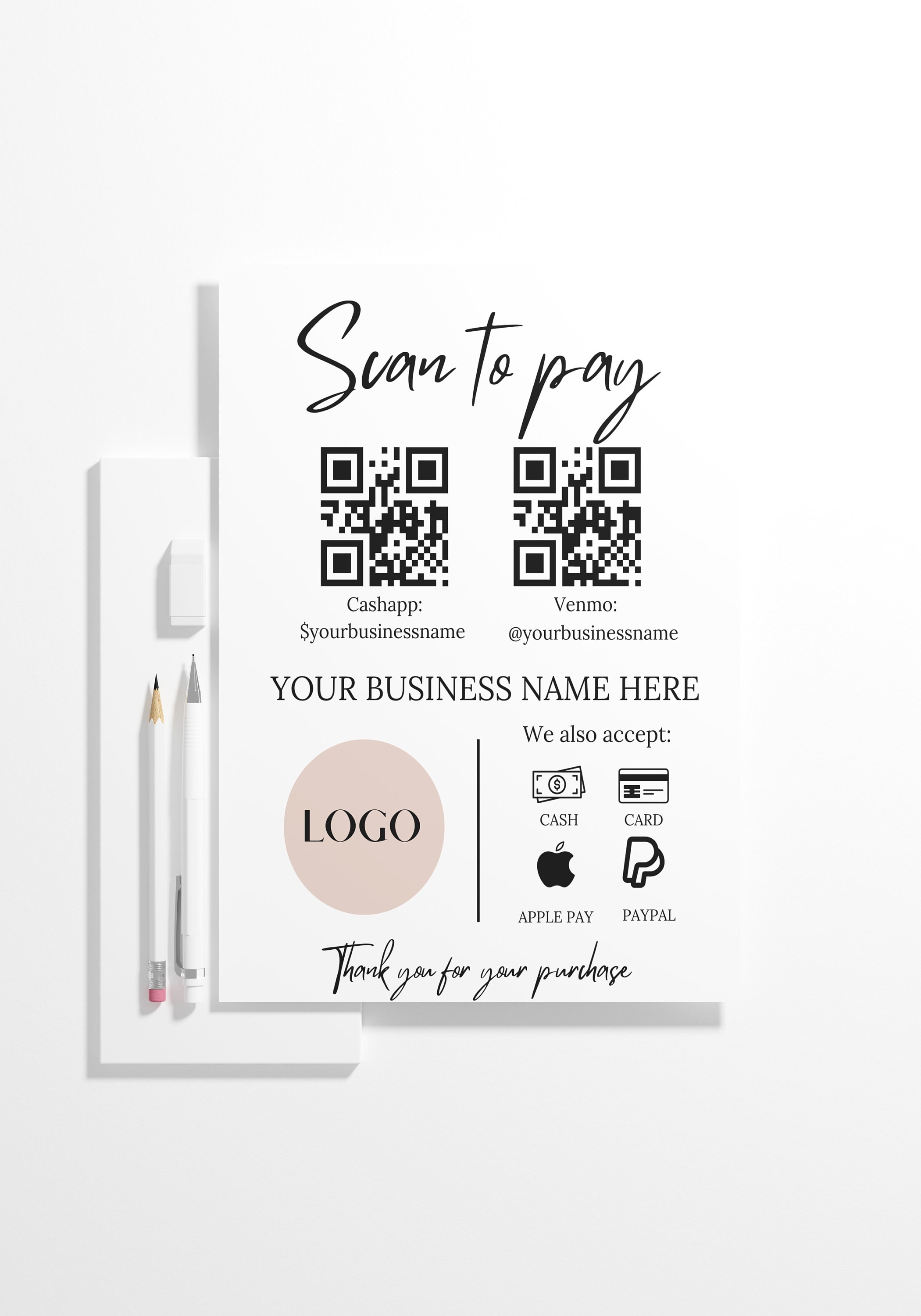 Price List, QR Code Template Bundle for Small Business or Permanent ...