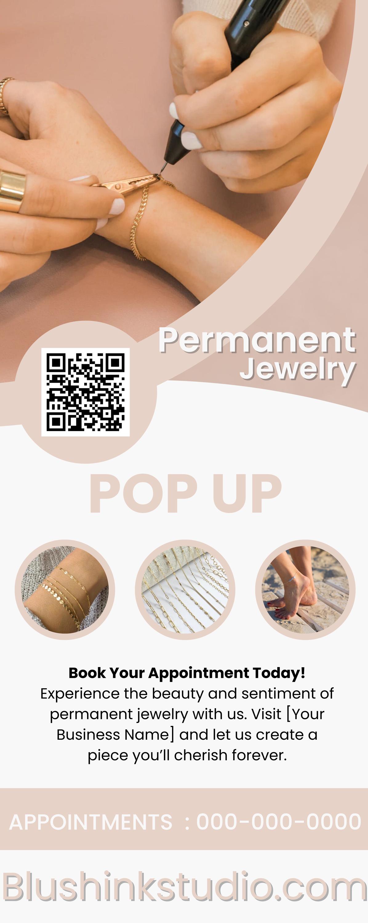 Custom Permanent Jewelry Retractable Banner With Stand: 31.5" X 79" - Etsy