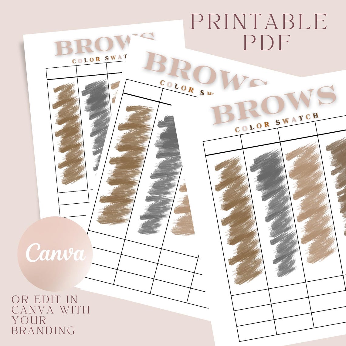 PMU Color Swatch Printable PDF | Editable Canva Tattoo & Permanent ...