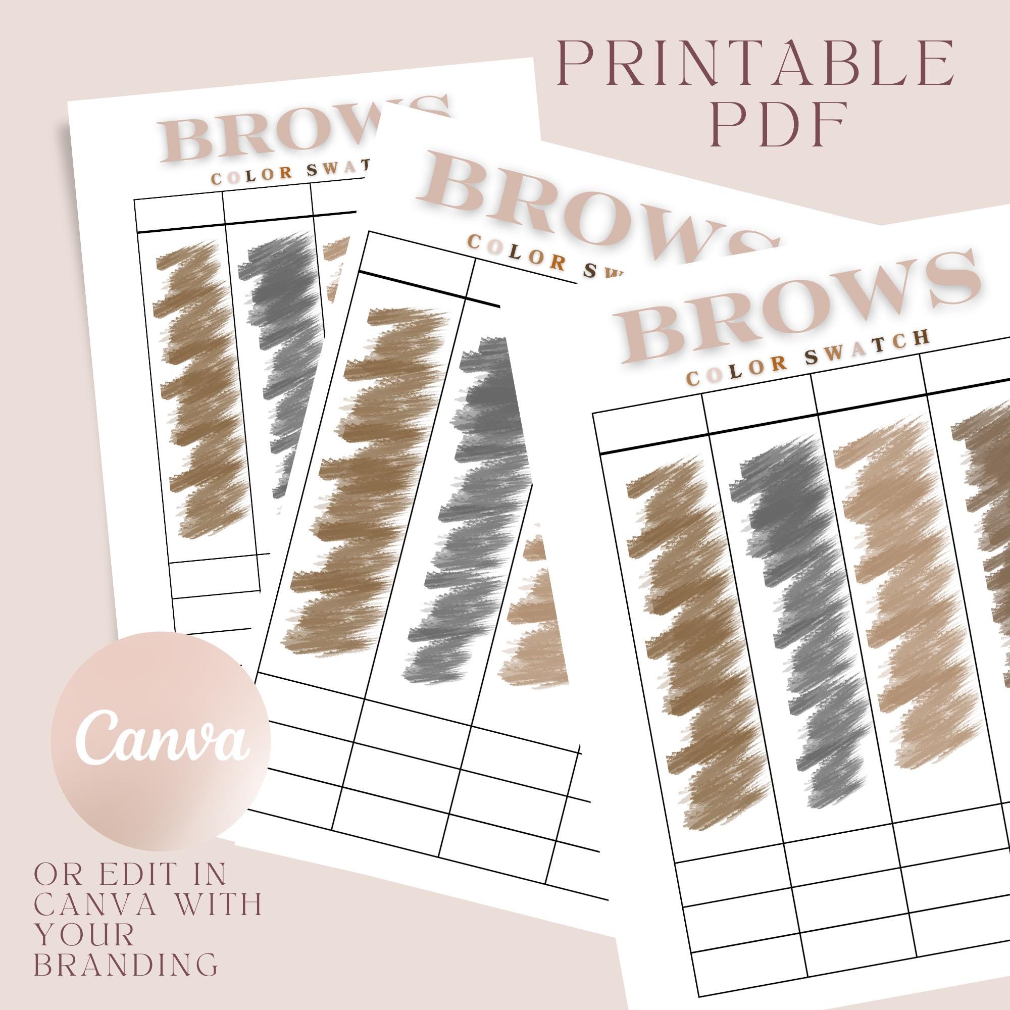 PMU Color Swatch Printable PDF | Editable Canva Tattoo & Permanent ...