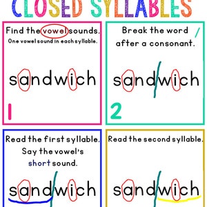 Reading Decoding Two Syllable Word Cards With Closed and Open Syllables ...