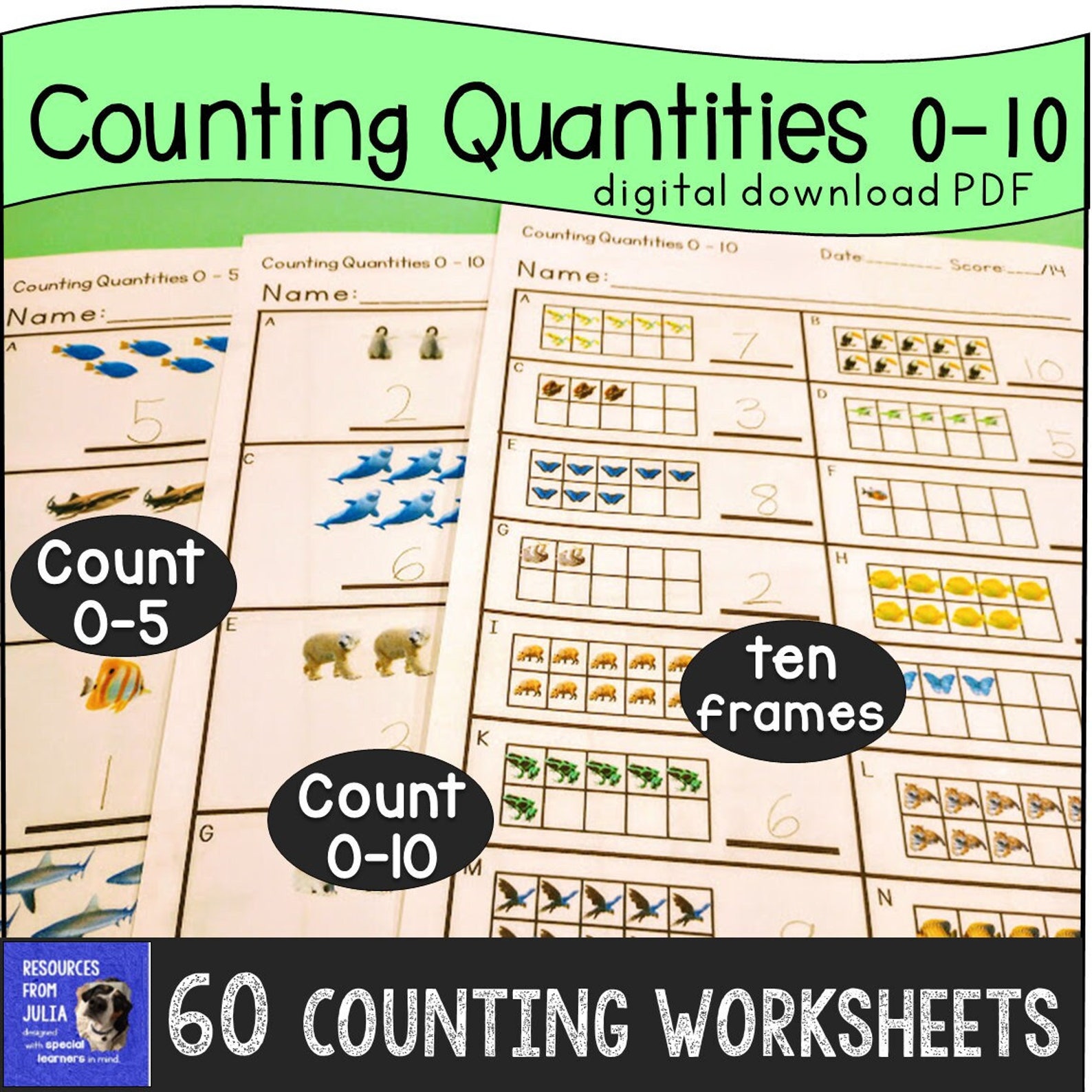 Counting Quantities to Ten and Writing Numbers 0-10 Kindergarten Math ...