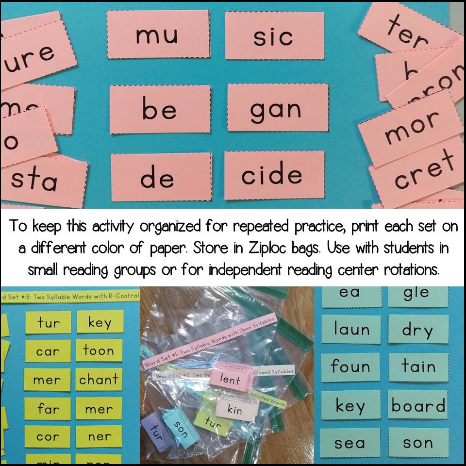 Reading Decoding Two Syllable Word Cards With Closed and Open Syllables ...