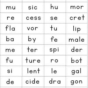 Reading Decoding Two Syllable Word Cards With Closed and Open Syllables ...