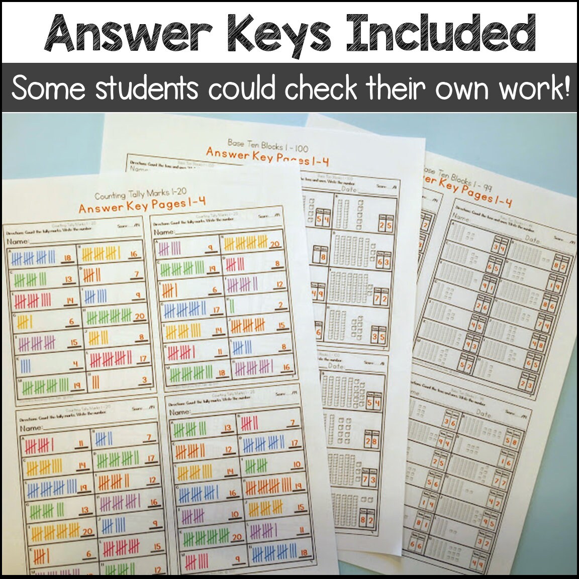 Counting to 100 Worksheets With Base Ten Blocks and Tally Marks for ...