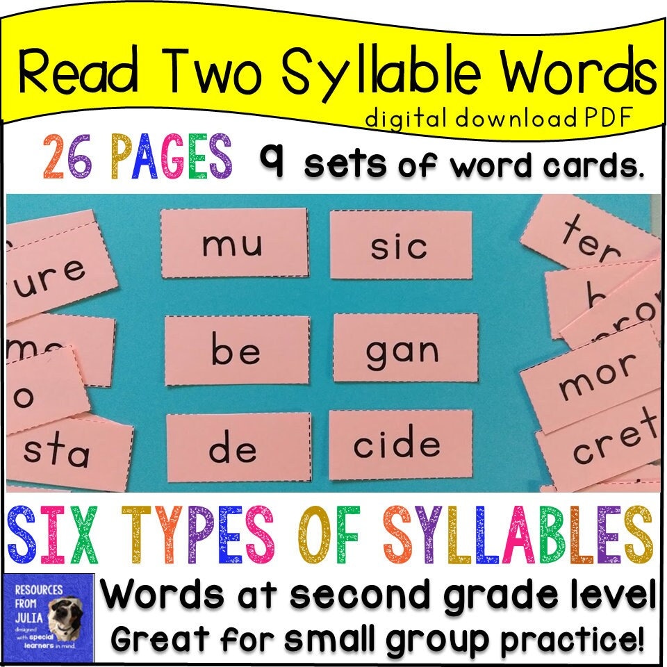 Reading Decoding Two Syllable Word Cards With Closed and Open Syllables ...