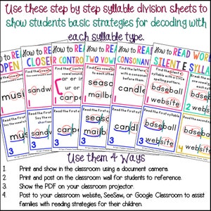 Reading Decoding Two Syllable Word Cards With Closed and Open Syllables ...