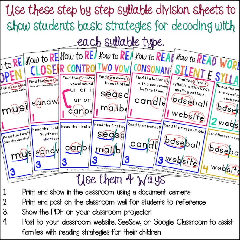Reading Decoding Two Syllable Word Cards With Closed and Open Syllables ...