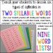 Reading Decoding Two Syllable Word Cards With Closed and Open Syllables, R-controlled Syllables ...