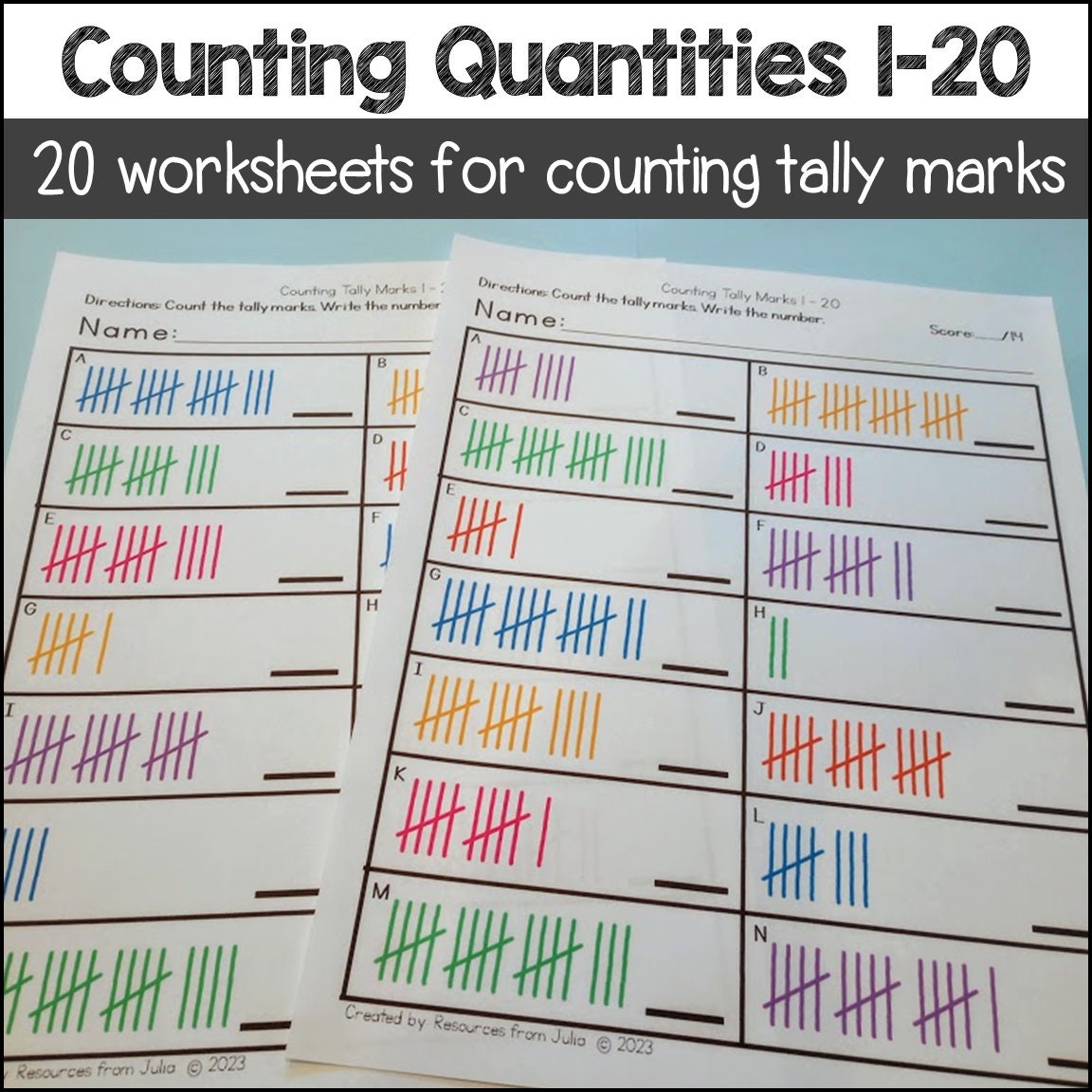 Counting to 100 Worksheets With Base Ten Blocks and Tally Marks for ...
