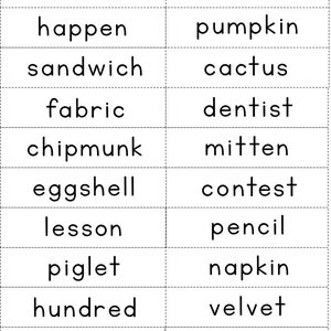 Reading Decoding Two Syllable Word Cards With Closed and Open Syllables ...