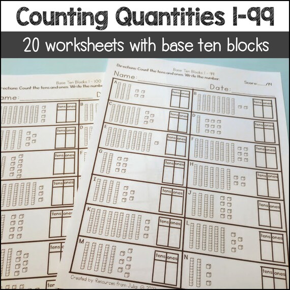 Base Ten Blocks Worksheets Pdf Counting To 100 Worksheets With Base