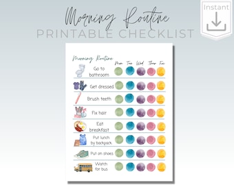 Kids Morning Routine, Kids Morning Checklist, Morning Routine Chart for ...