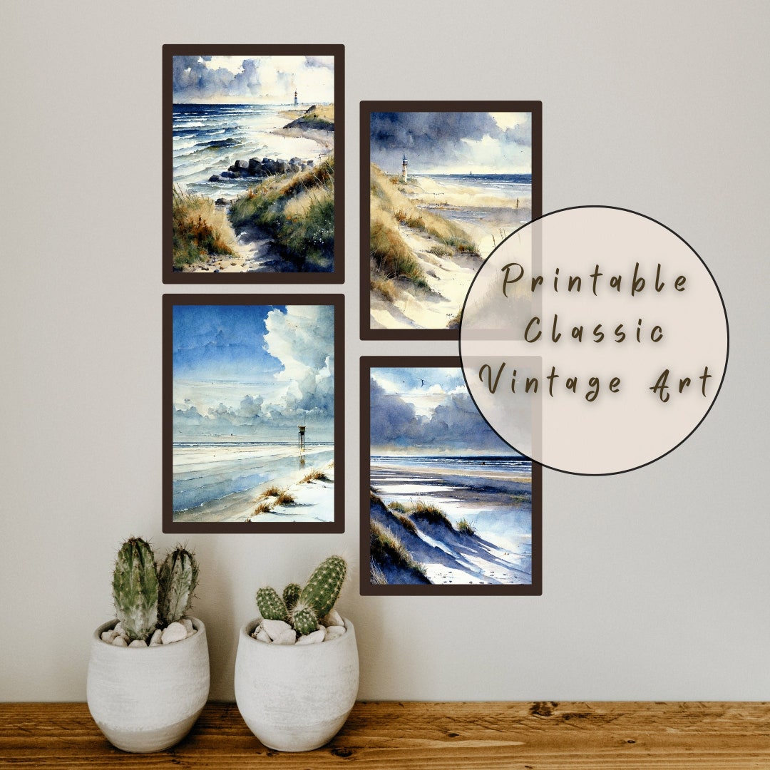 Set of 4 Maritime Watercolor Poster: North Sea & Baltic Sea Beach ...