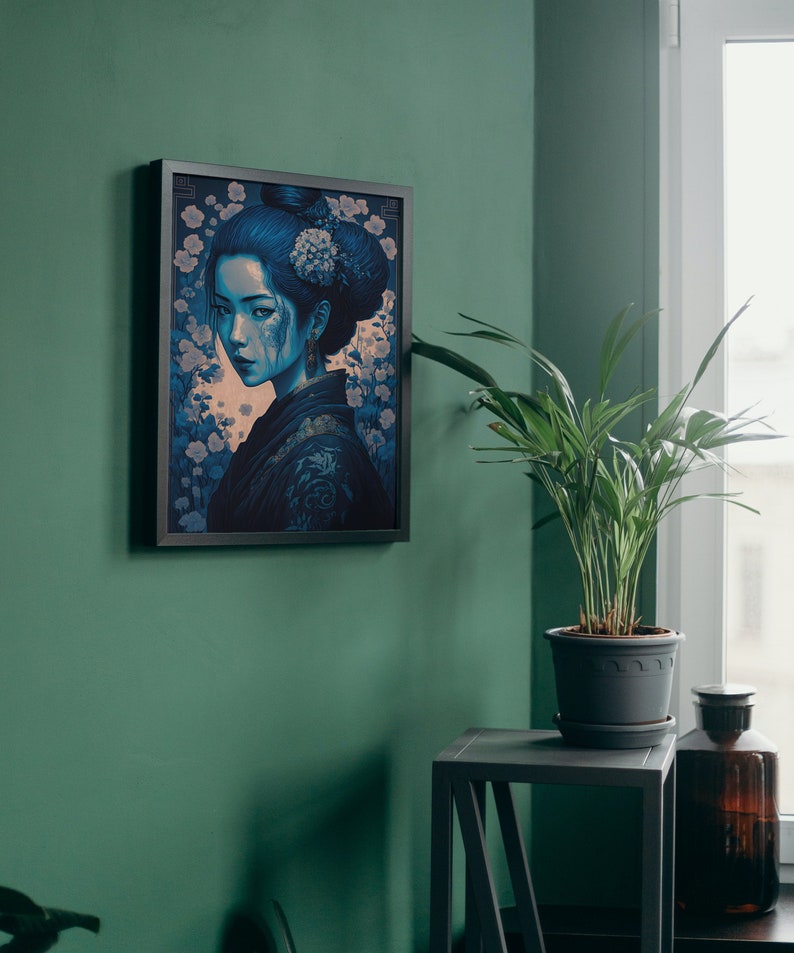 Japan Art Blue Geisha Japanese Poster Koitsu Tsuchiya - Etsy