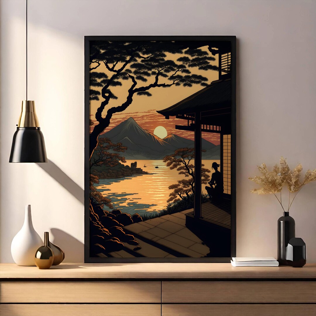 Japan Art Sunset Kaito Hayashi Print Ukiyo-e Poster Japanese Period ...