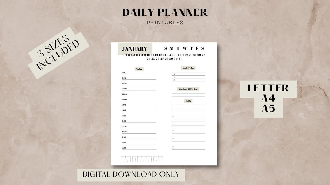 Daily Planner Printable 2023 Minimalist - Etsy