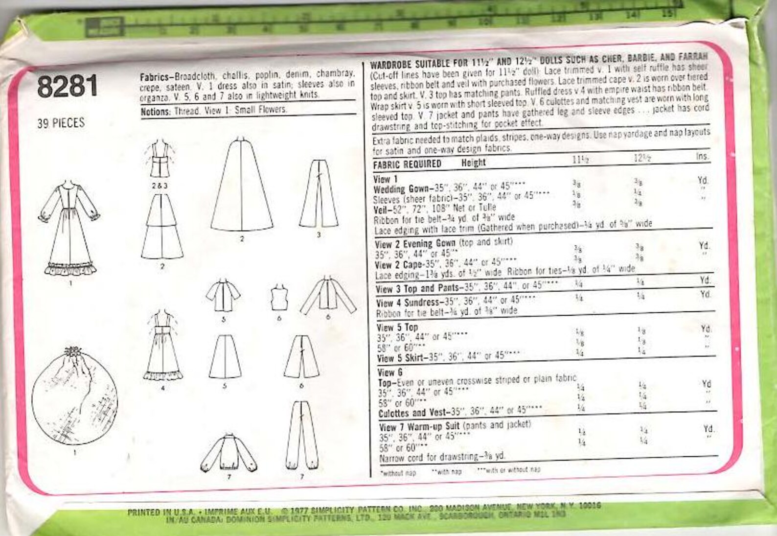 Vintage Simplicity Barbie Fashion Doll Dress Cape Pants Top UNCUT Pattern 8281 - Etsy