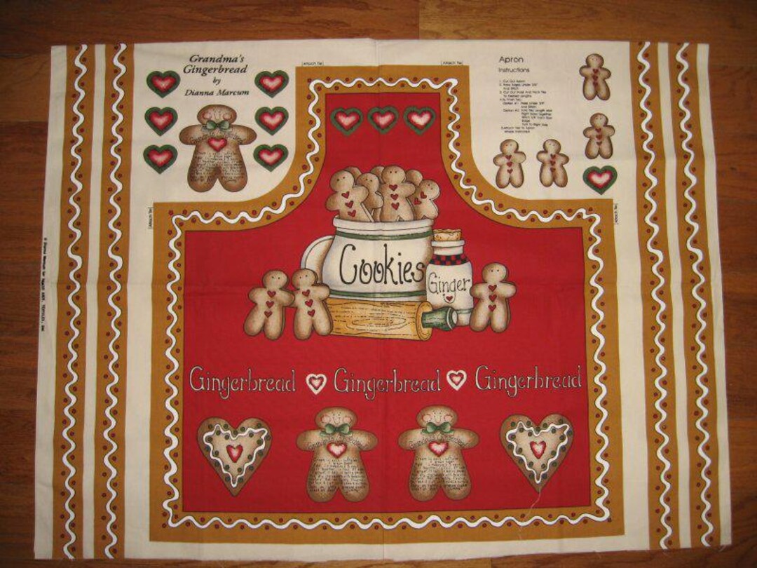 Vintage Gingerbread Apron Panel Dianna Marcum Cotton Fabric Oop - Etsy