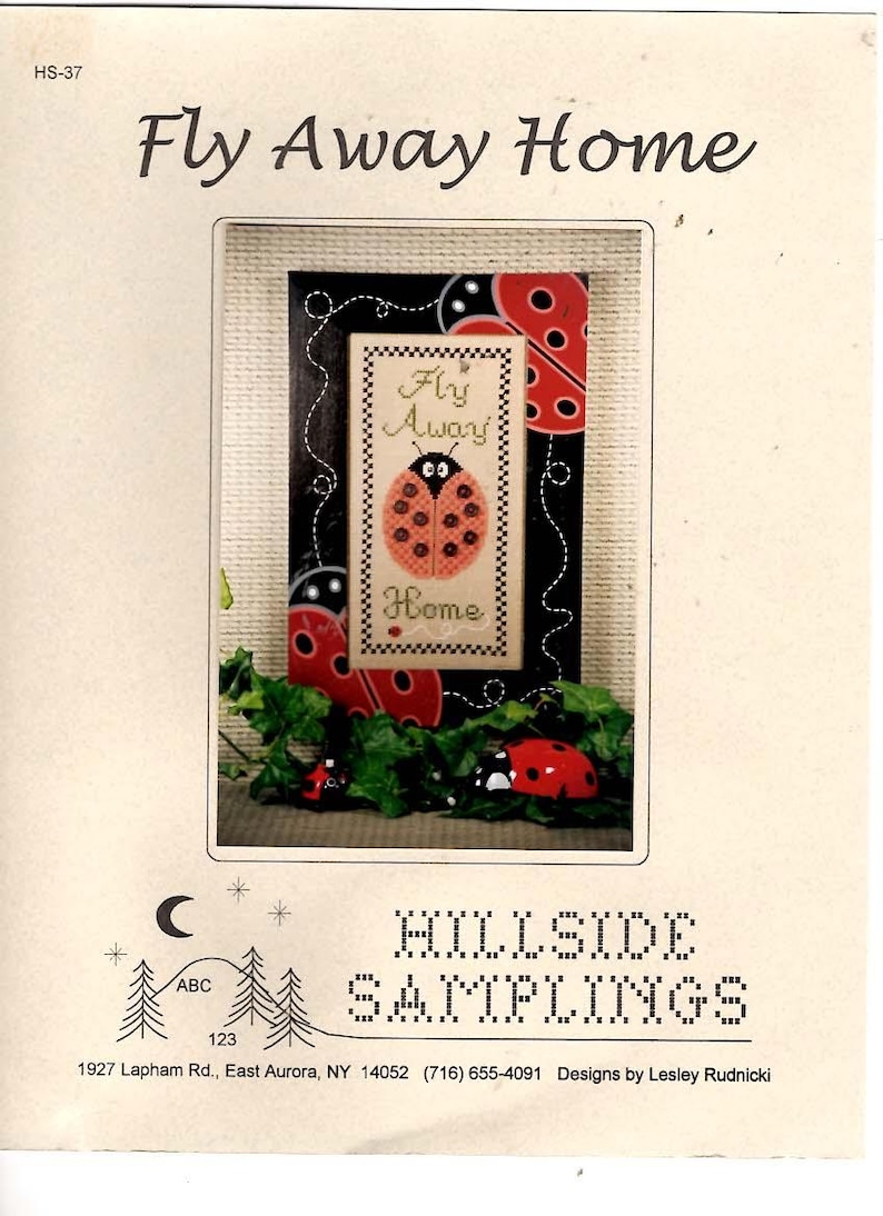 Fly Away Home Lady Bug Cross Stitch Pitcure Hillside Samplings Pattern ...