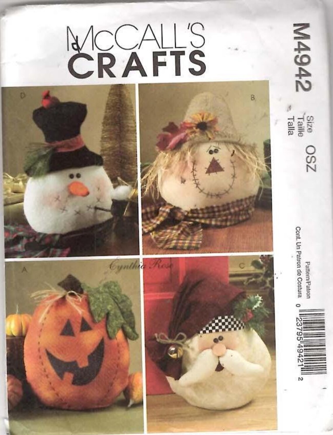 Mccall's Crafts Holiday Decorations Santa Scarecrow Snowman Pumpkin ...