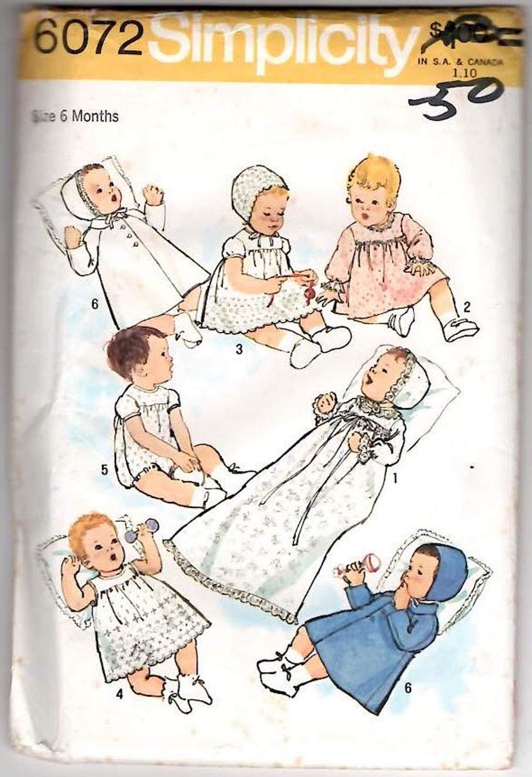 Simplicity Size 6 Months Baby Infant Dress Bonnet Petticoat Romper Coat ...