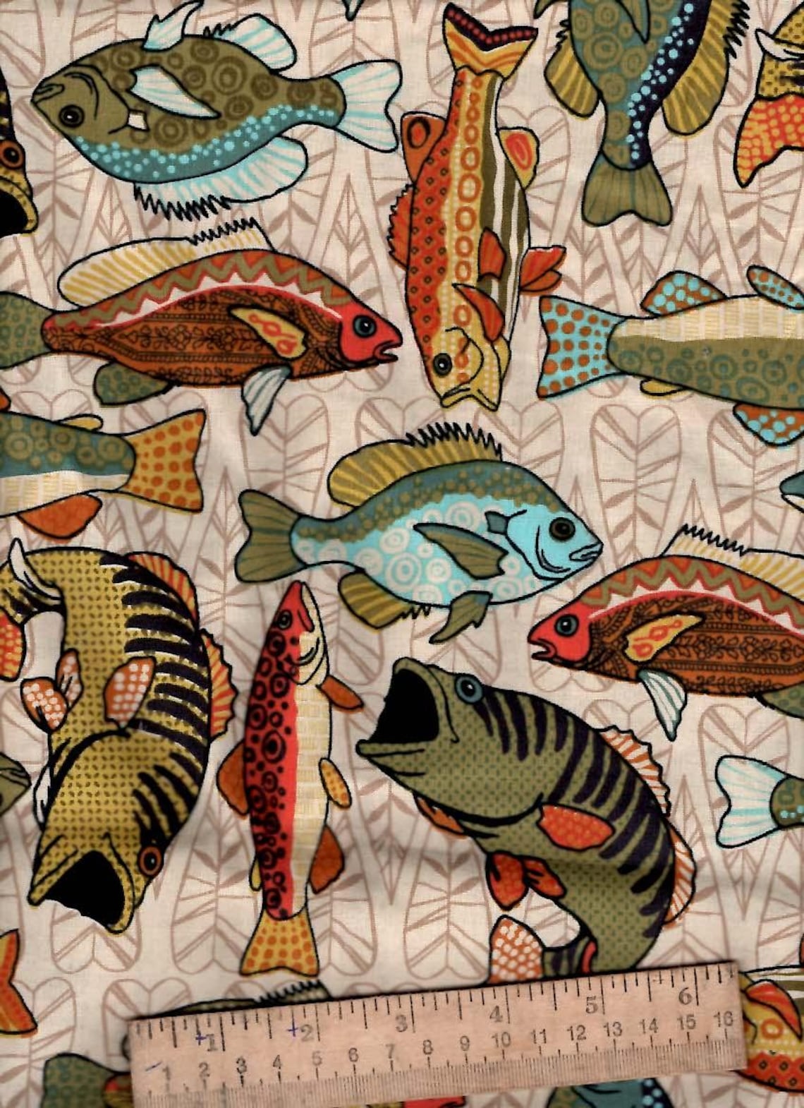 Fish Trout Salmon Fishing Cotton Fabric 17" by 44" - Etsy