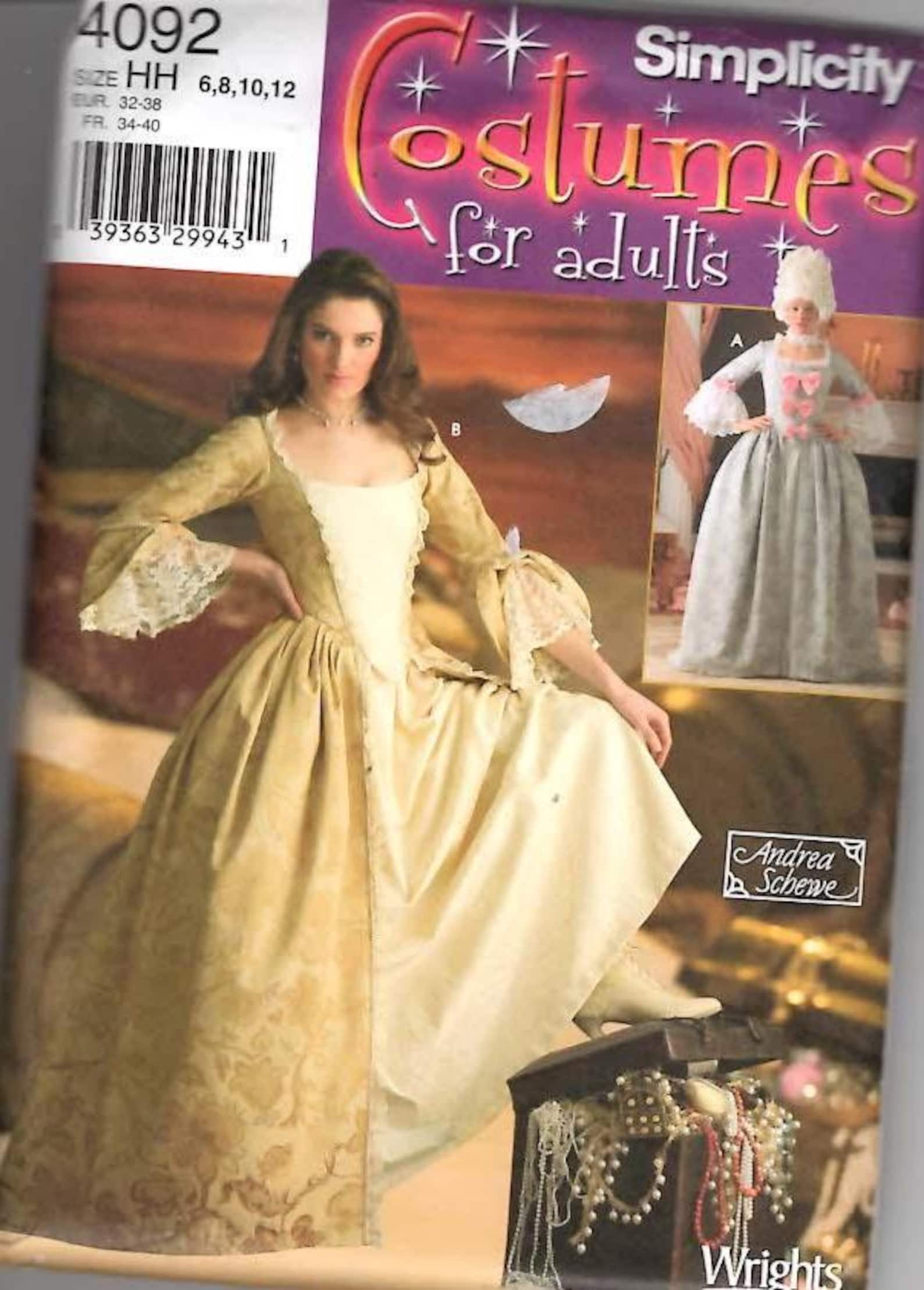 Simplicity 4092 Costume Pattern Historical 1700s French Gown Georgian ...