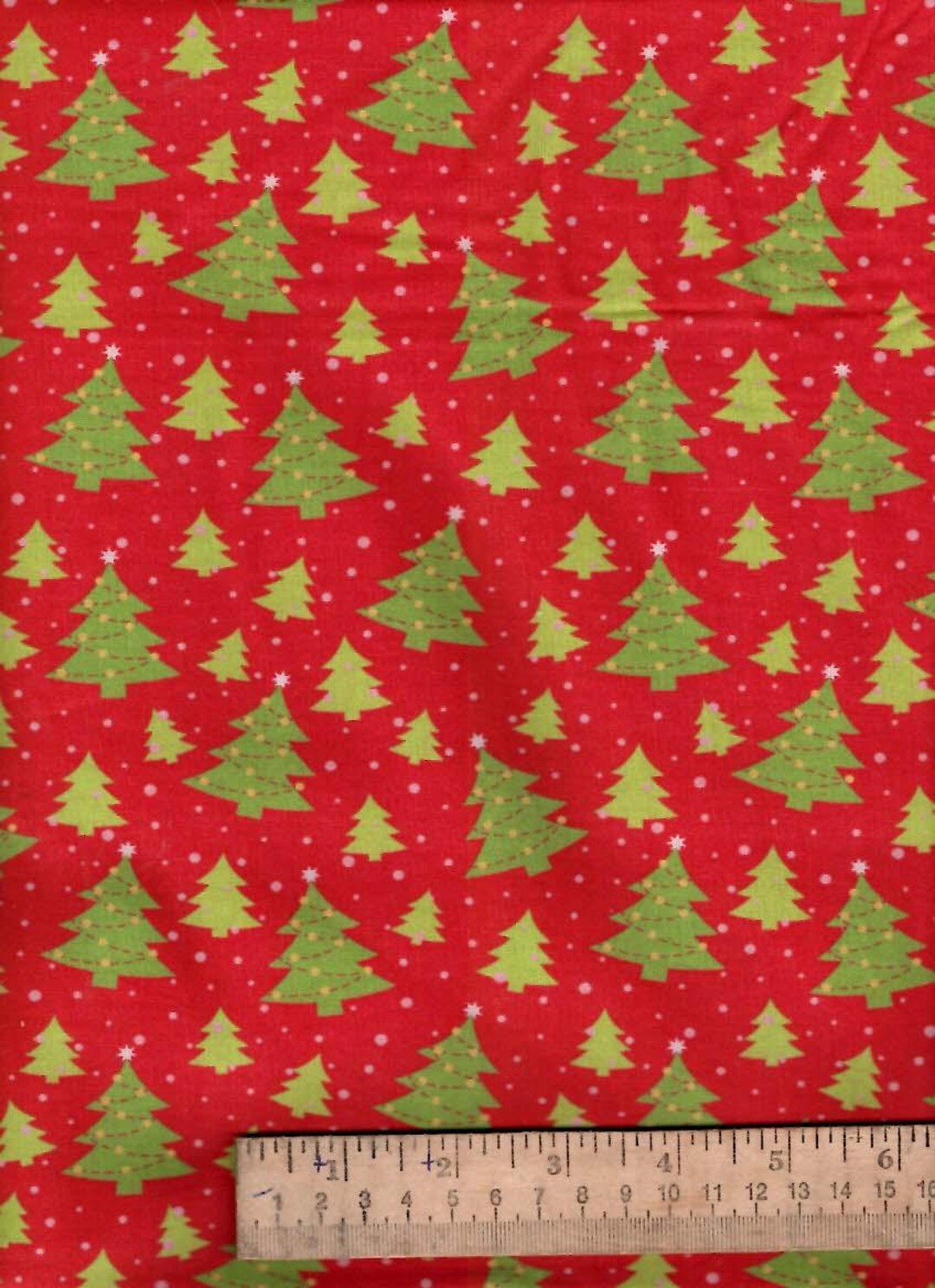 Tossed Christmas Trees Red Green Polka-dots Cotton Fabric 1/2 Yard - Etsy