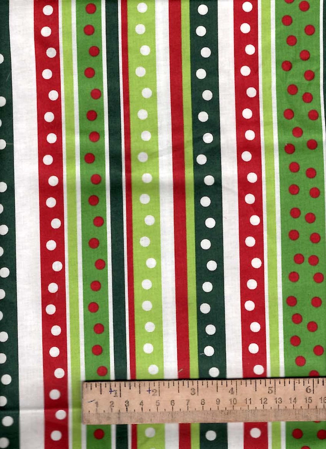 Lime Green Red Polka Dot Stripe Christmas Grinch Cotton Fabric 1/2 Yard ...