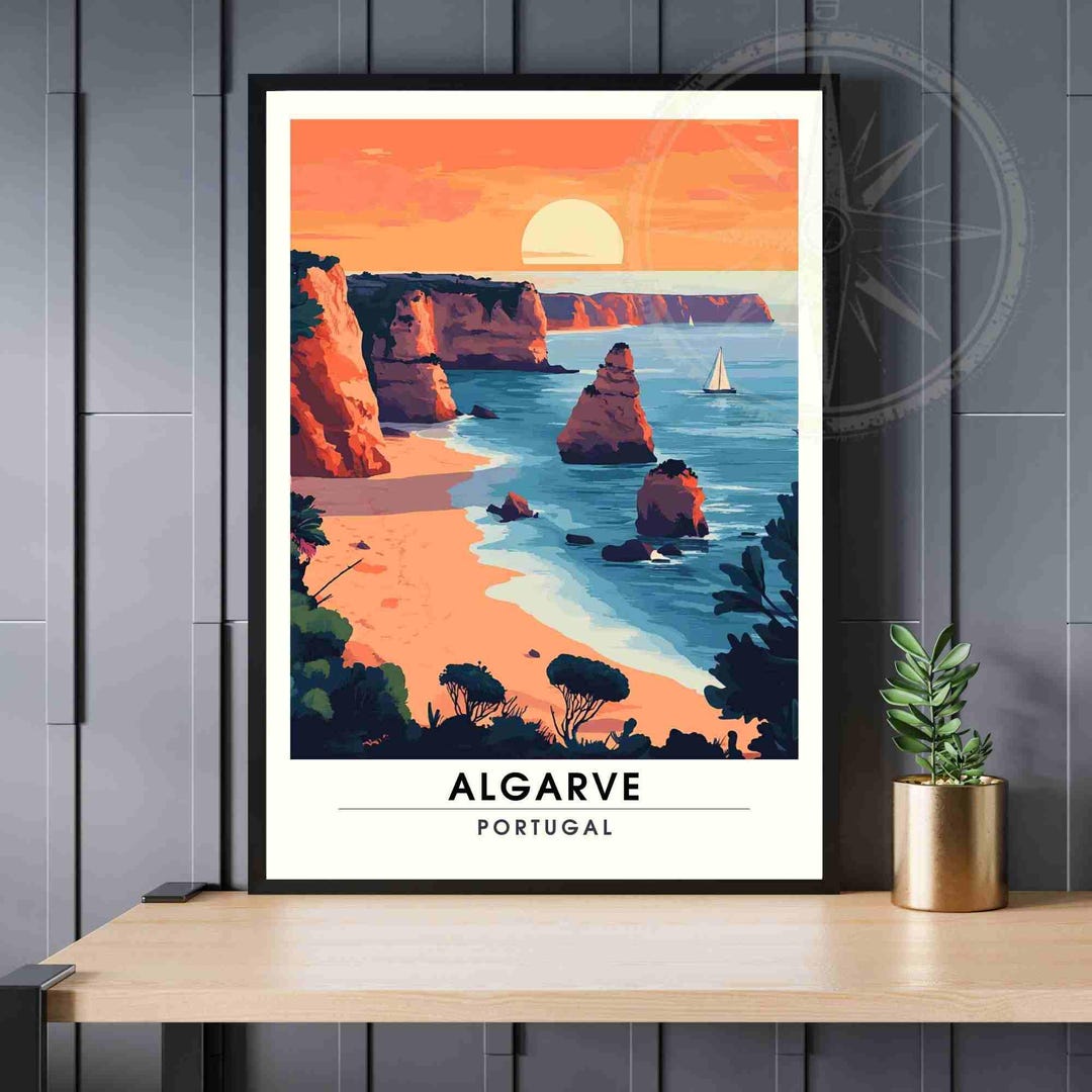 Algarve Poster | Algarve Print, Portugal - at Sunset - Etsy