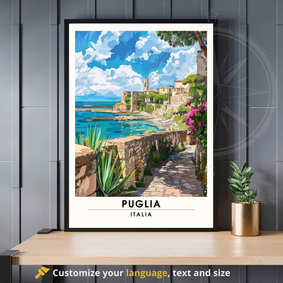 Printing Puglia - Travel Poster Puglia, Italy - Apulia - Etsy