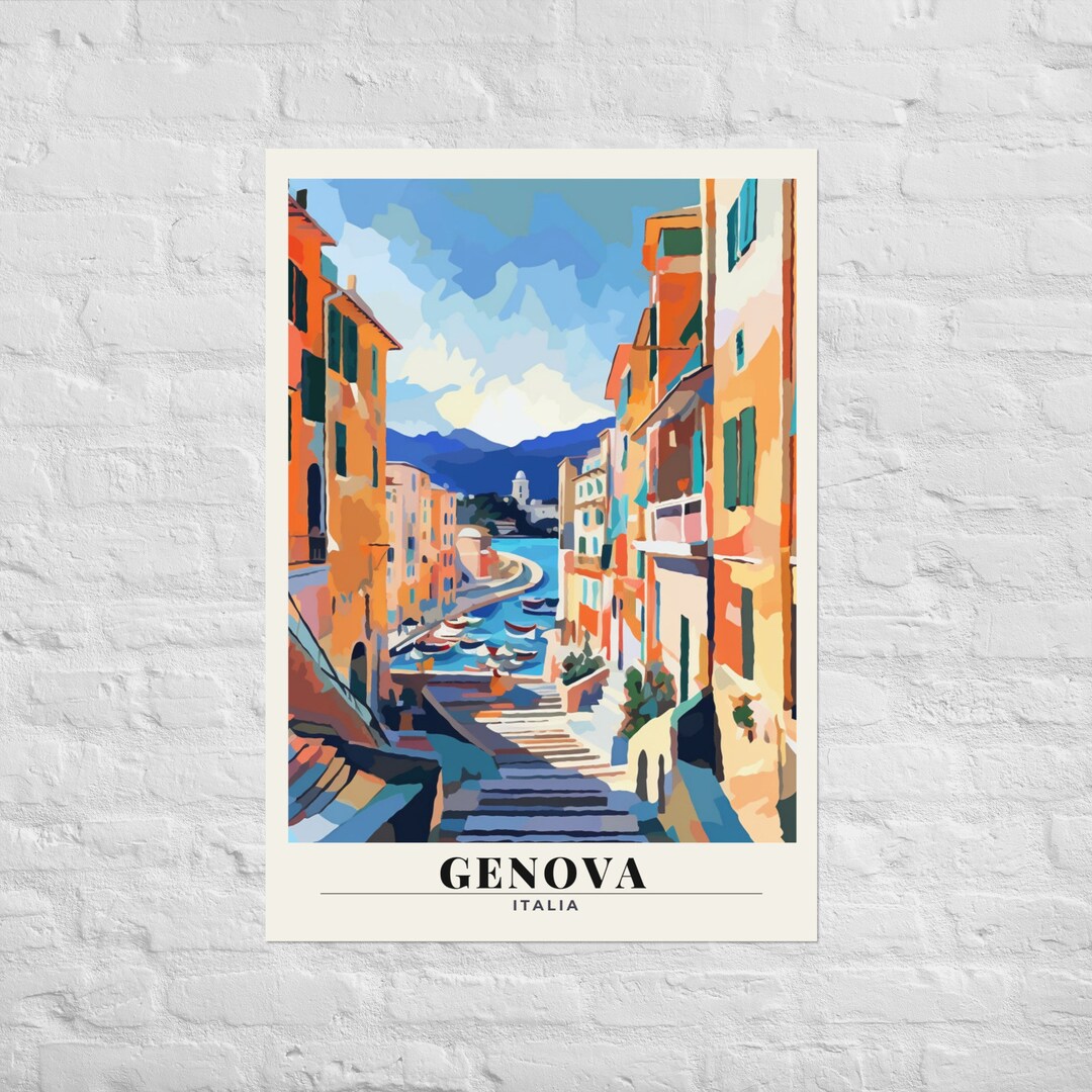 Impressão de viagens de Gênova | Poster de viagens de Itália | cartaz ...