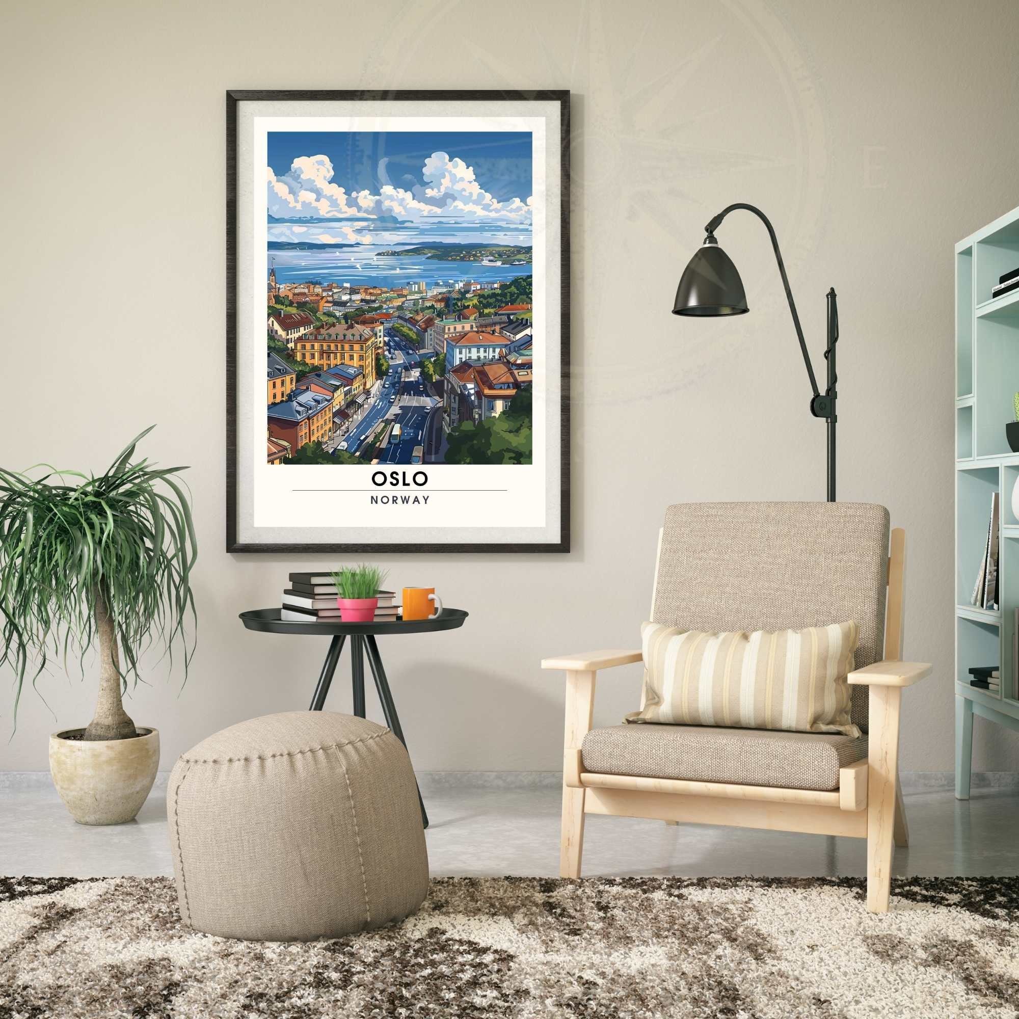 Oslo Poster - Travel Print Oslo, Norway - Norway Print - Sky View - Etsy
