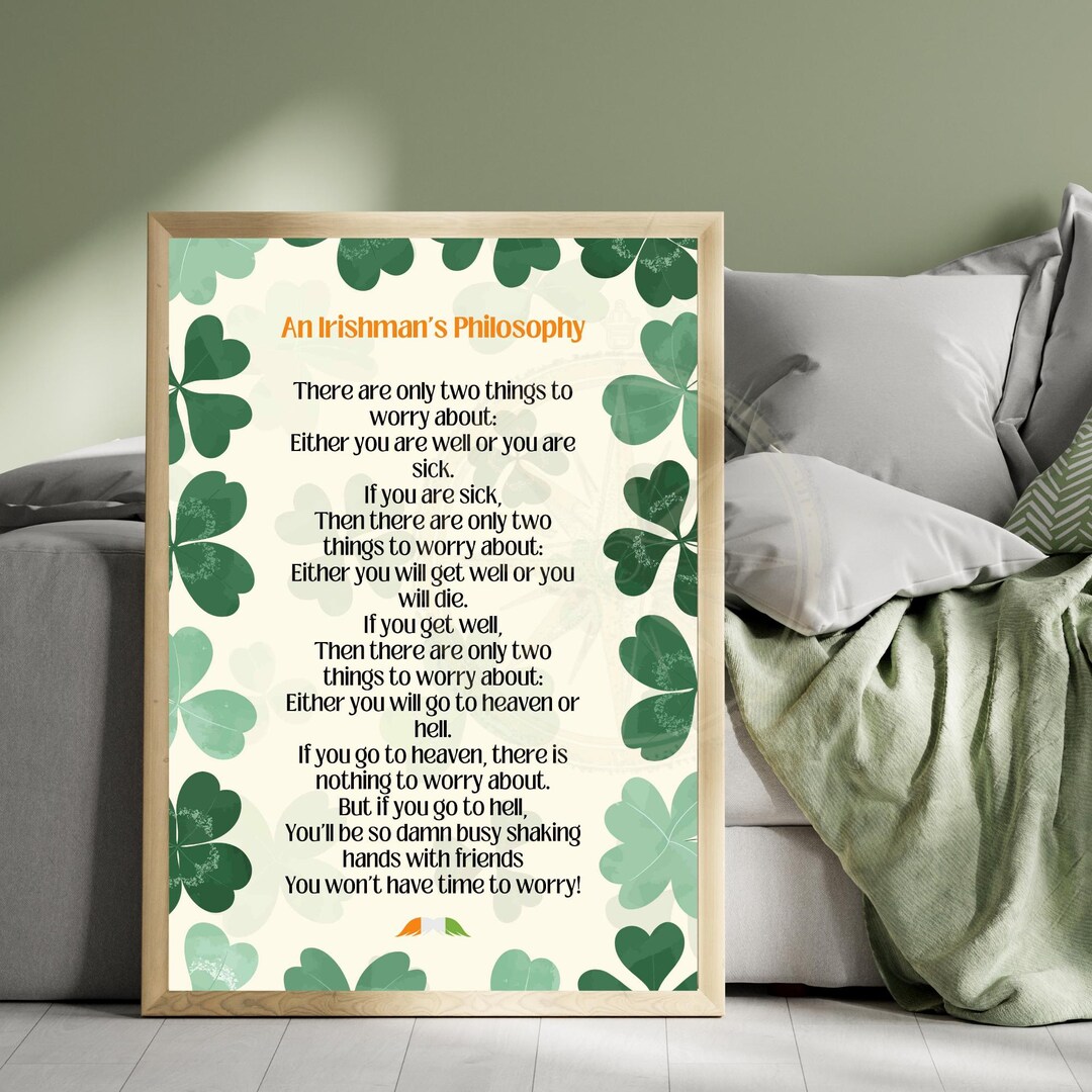 Irish Philosophy Poster Inspirational Quote Poster - Etsy