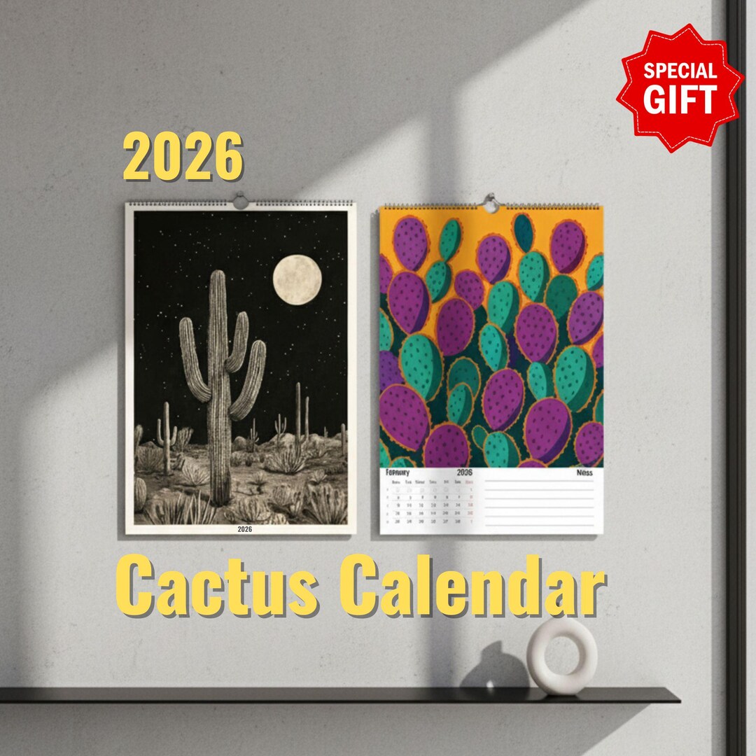 Cactus Calendar 2026 – Desert Art | Modern and Colorful Illustrations ...