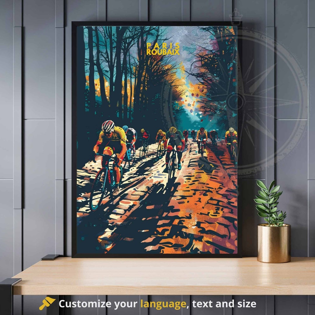 Print Paris Roubaix Paris-roubaix Cycling Poster Paris-roubaix Cycling ...