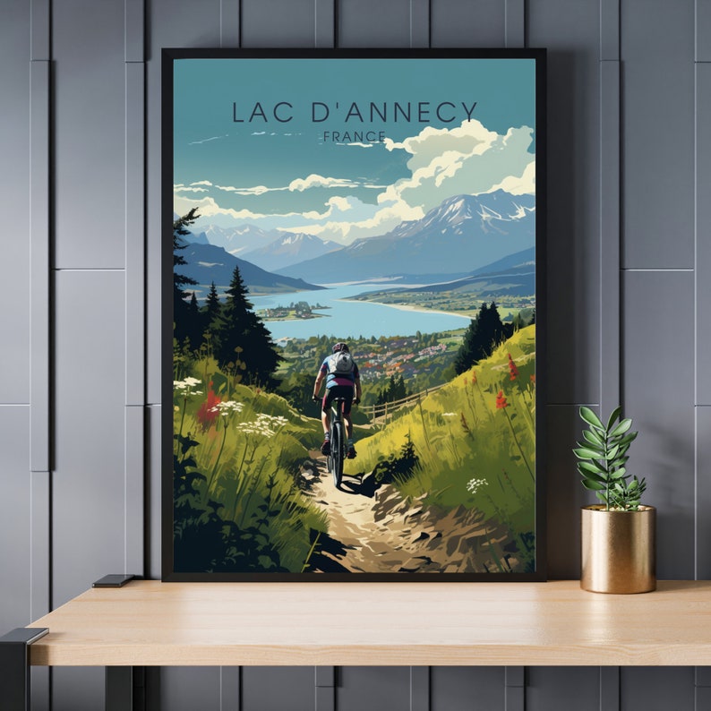 Lake Annecy Poster Mountain Bike Poster Mountain Bike Print Lake Annecy ...