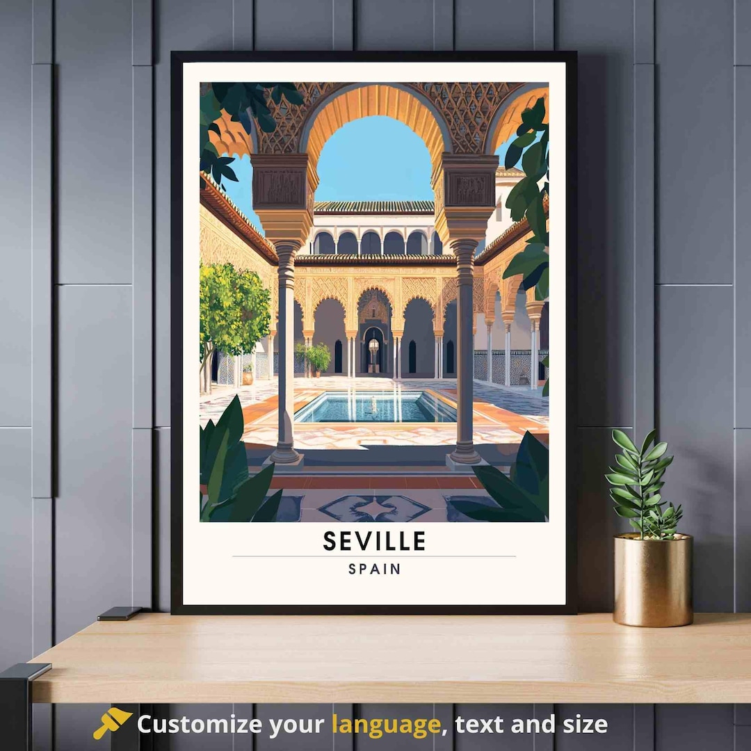 Seville Poster| Seville Print - Spain - Alcázar of Seville - Etsy