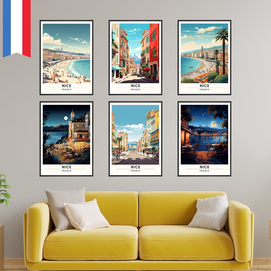 Set of 6 Nice Posters | Nice Travel Poster | Nice France Poster Set - Etsy